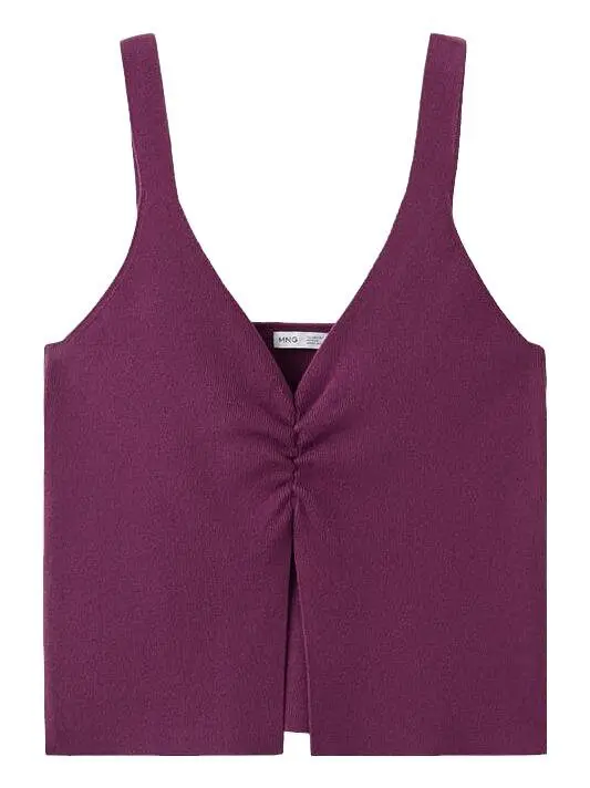 Mango Gathered Detail Knit Tank - Purple