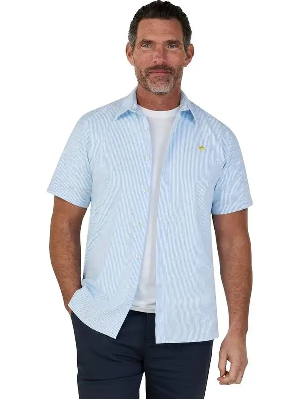 RAGING BULL Seersucker Stripe Shirt - Sky Blue