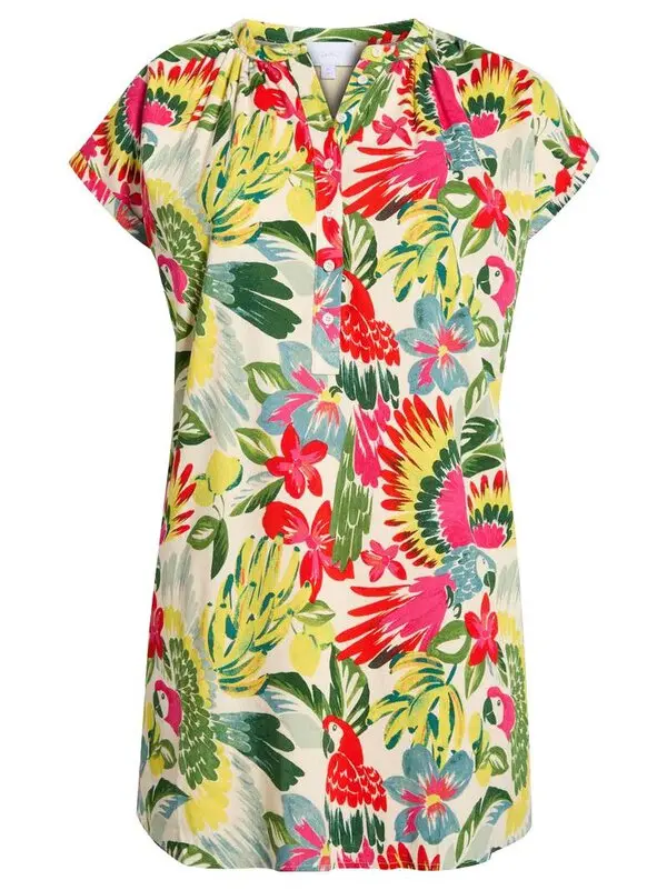 SUGARLIPS Tropical Print Cotton Shift Minidress - Bright-multi