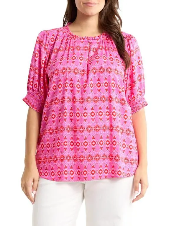 SUGARLIPS Mirany Ikat Print Top - Fuchsia-red-multi
