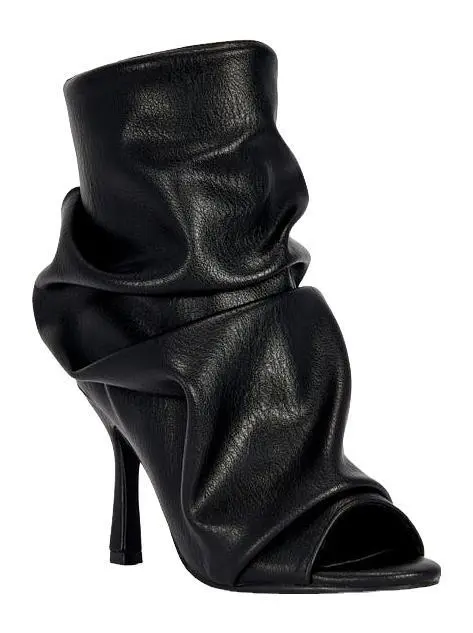 AZALEA WANG Apex Slouchy Open Toe Bootie - Black