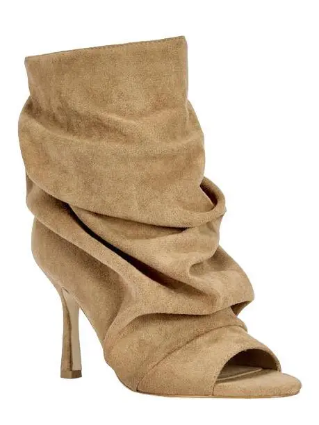 AZALEA WANG Apex Slouchy Open Toe Bootie - Light Brown