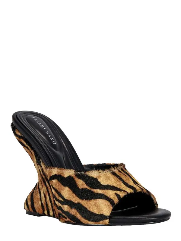 AZALEA WANG Genuine Calf Hair Wedge Sandal - Orange Multi
