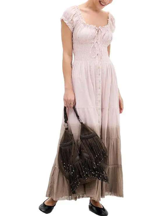 BDG URBAN OUTFITTERS Samira Smocked Ombré Maxi Dress - Pink