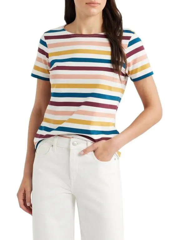 SEASALT CORNWALL Sailor Stripe T-shirt - Quad Scallion Rosehip