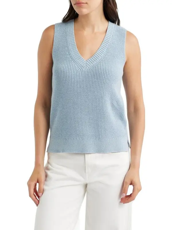 SEASALT CORNWALL Lookout Point Knit Vest - Blue Fog