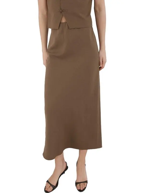Mango Straight Midi Skirt - Brown