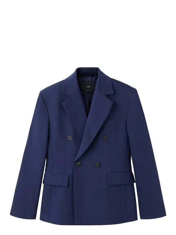 Mango Double Breasted Suit Blazer - Blue