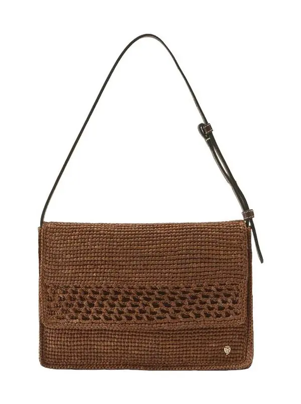 Helen Kaminski Poppy Crochet Raffia Shoulder Bag - Nutshell