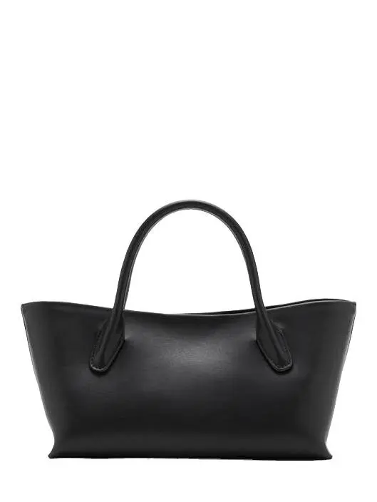 Mango Leather Tote Bag - Black