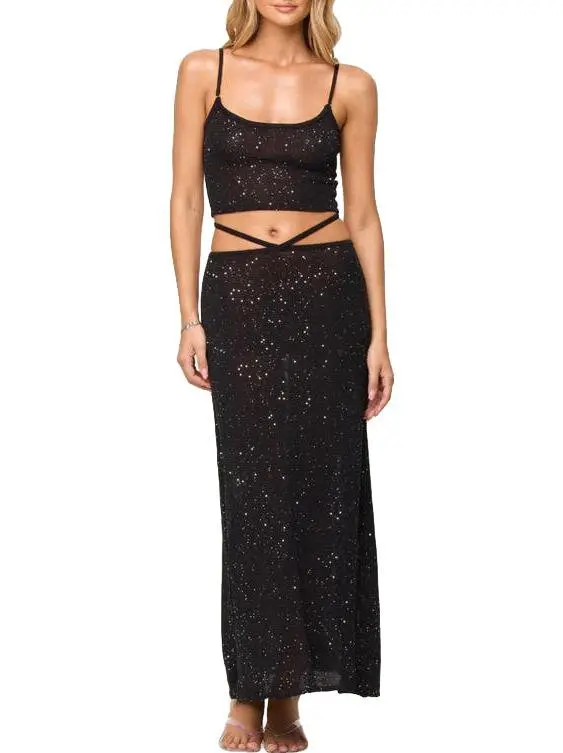 L*Space Sequin Embellished Maxi Sweater Skirt - Black