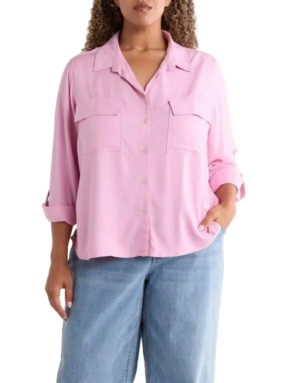 BEACHLUNCHLOUNGE Felicity Button-up Shirt With Chest Pockets - Veiled Rose