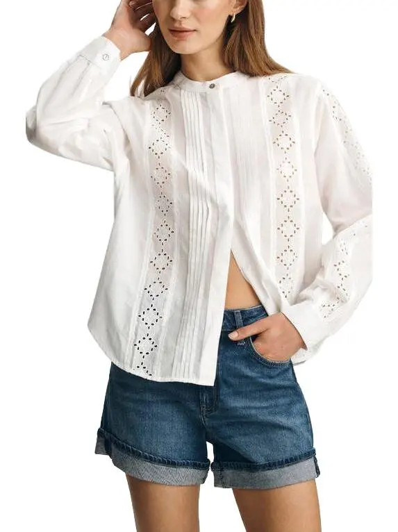 MAVI Pintuck & Eyelet Shirt - White