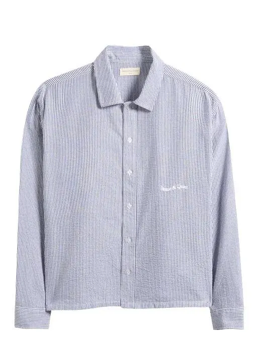 MUSEUM OF PEACE & QUIET Wordmark Button-up Shirt - Navy