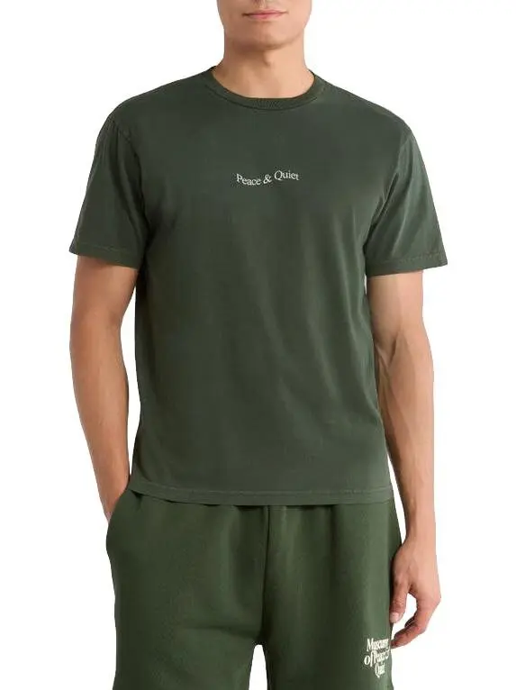 MUSEUM OF PEACE & QUIET Wordmark Graphic Cotton T-shirt - Forest