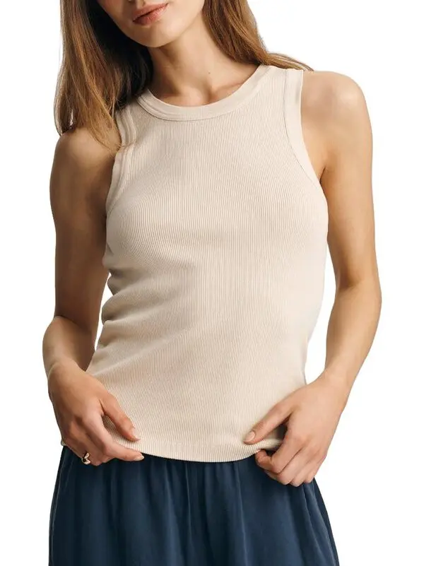 MAVI Ribbed Crewneck Tank - Sandshell