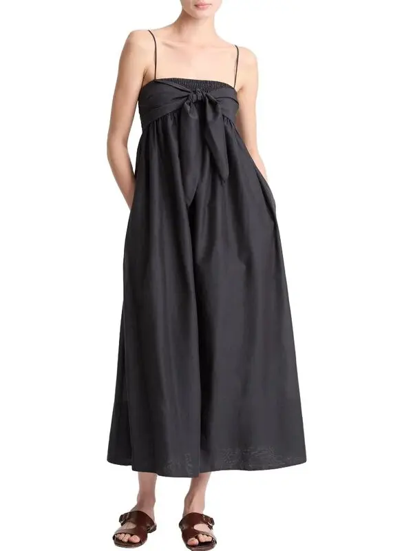 Vince Tie Front Cotton & Silk Maxi Sundress - Ink