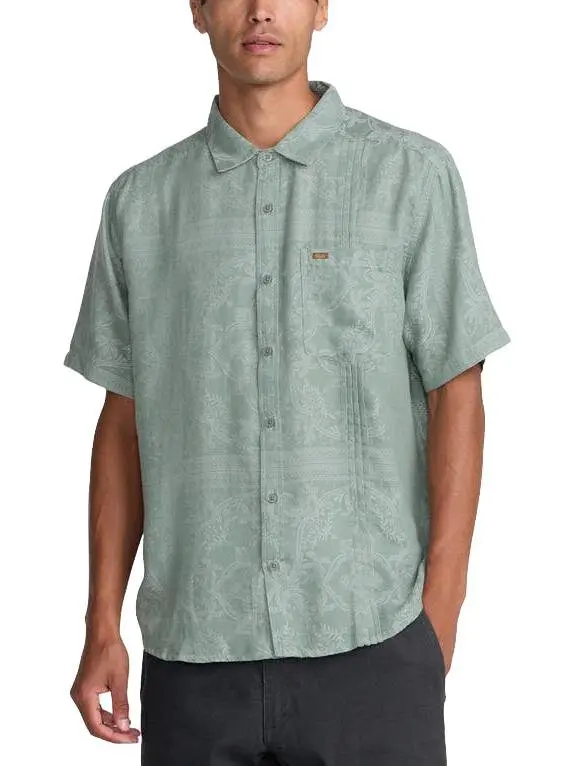 Rvca Mellowist Short Sleeve Button-up Shirt - Jade