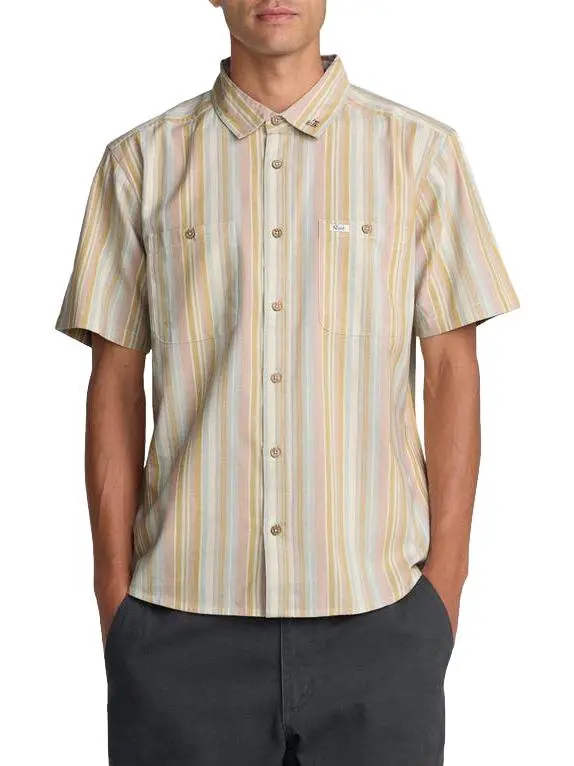 Rvca Talum Short Sleeve Button-up Shirt - Ceramic