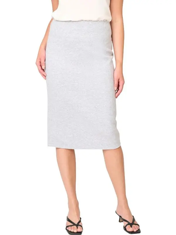 GIBSONLOOK Cotton Blend Structured Knit Pencil Skirt - Heather Grey