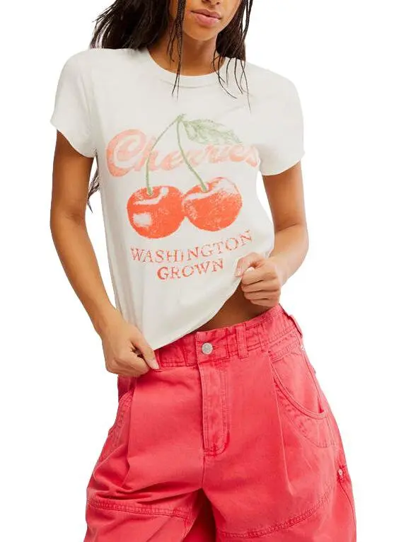 Free People Organic Cotton Blend Graphic T-shirt - Cherry Combo