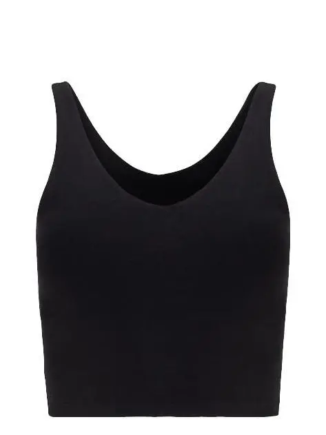 LEZAT V-neck Organic Cotton Crop Tank - Black