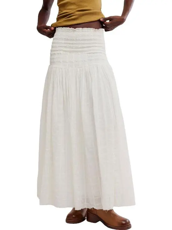 Free People Raven Smocked Maxi Skirt - Ivory