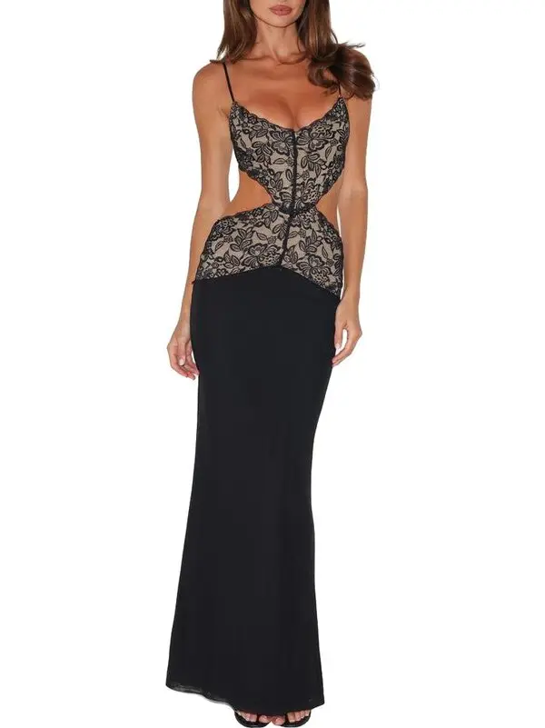 TIGER MIST Wisteria Lace Cutout Maxi Dress - Black