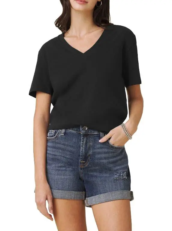 Splendid Louisa Boyfriend Fit V-neck Cotton T-shirt - Black