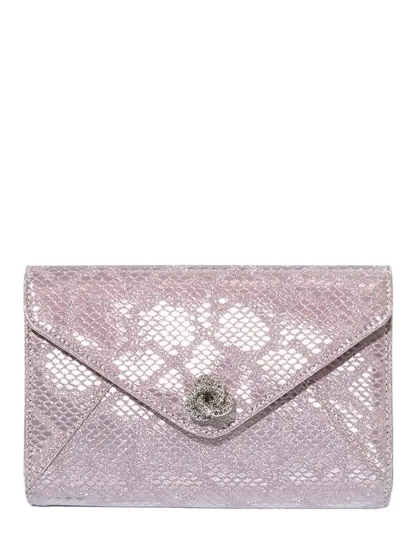 MICHELLE WILHITE Mini Frieda Clutch In Snake Shimmer Evening Fabric - Rose