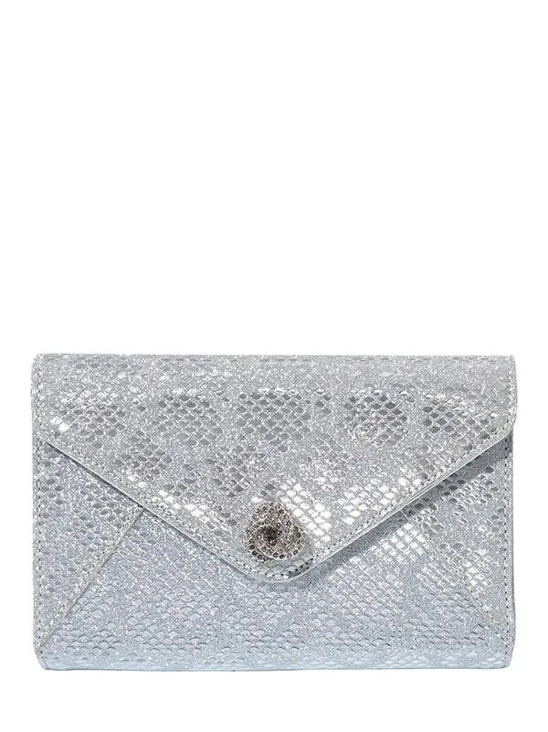 MICHELLE WILHITE Mini Frieda Clutch In Snake Shimmer Evening Fabric - Silver