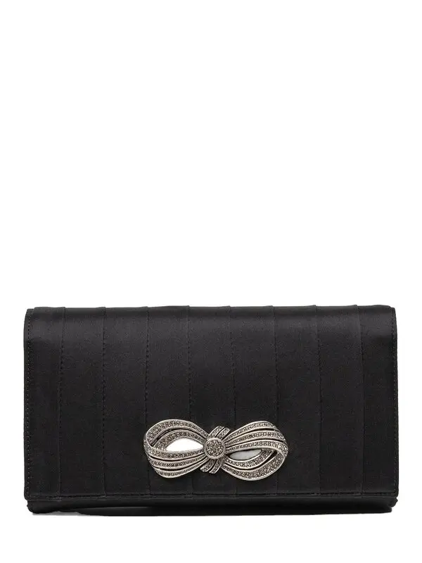 MICHELLE WILHITE The Olivia Clutch Evening Bag With Silver Tone Knot Hardware - Jet