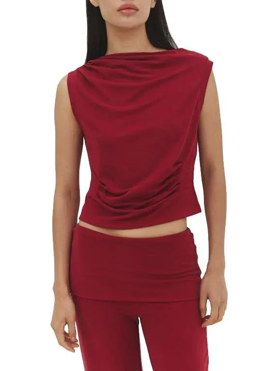 FIND ME NOW Asymmetrical Pleat Sleeveless Top - Rasberry
