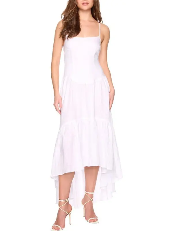 Susana Monaco Linen Drop Waist High-low Maxi Dress - Sugar