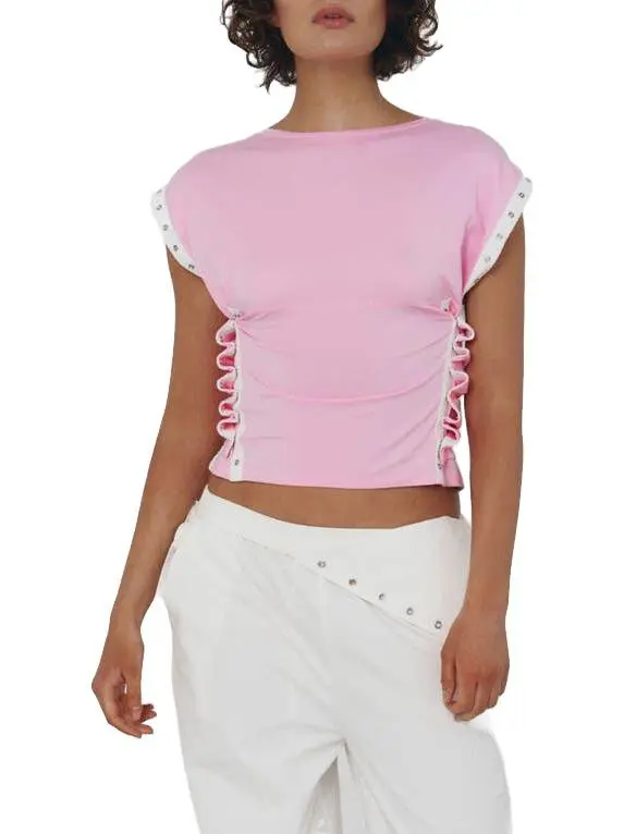 FIND ME NOW Snap Detail Convertible Cap Sleeve T-shirt - Bom Bom
