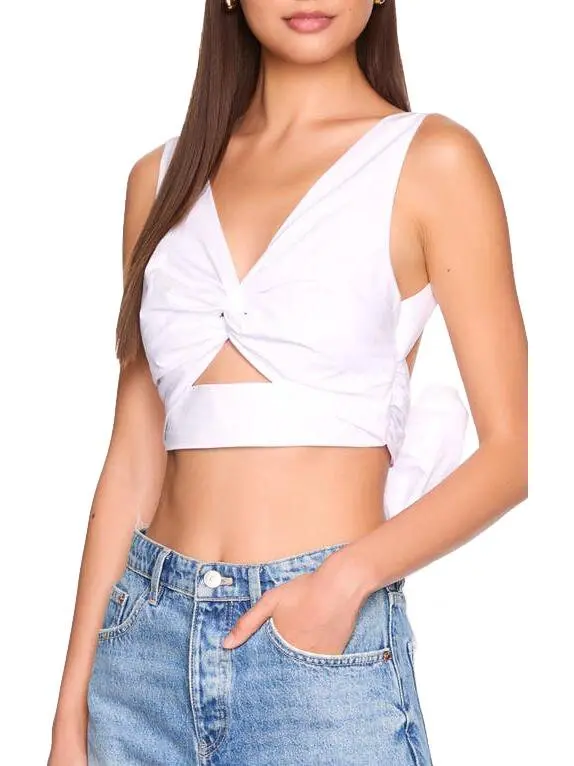 Susana Monaco Twist Front Back Tie Cotton Poplin Top - Sugar