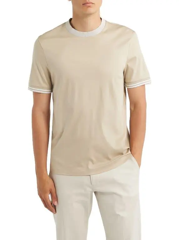 BOSS Tessler Cotton Ringer T-shirt - Open Beige