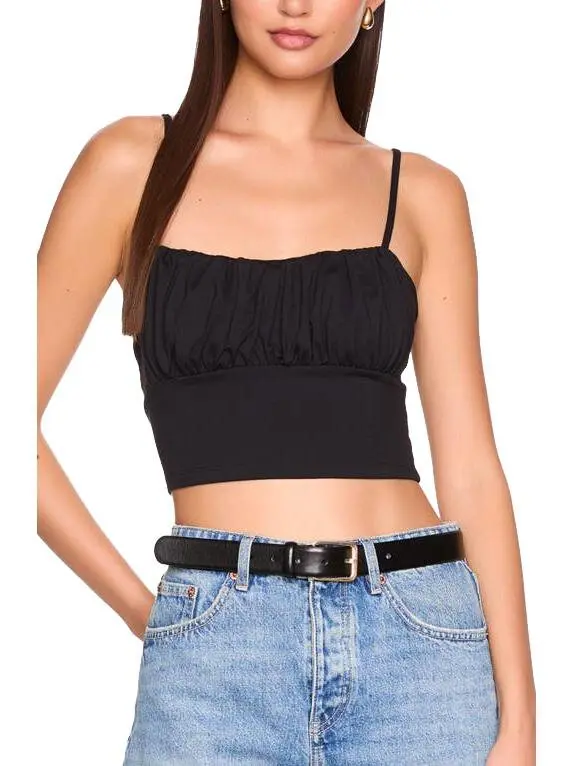 Susana Monaco Ruched Neckline Cropped Cami - Black