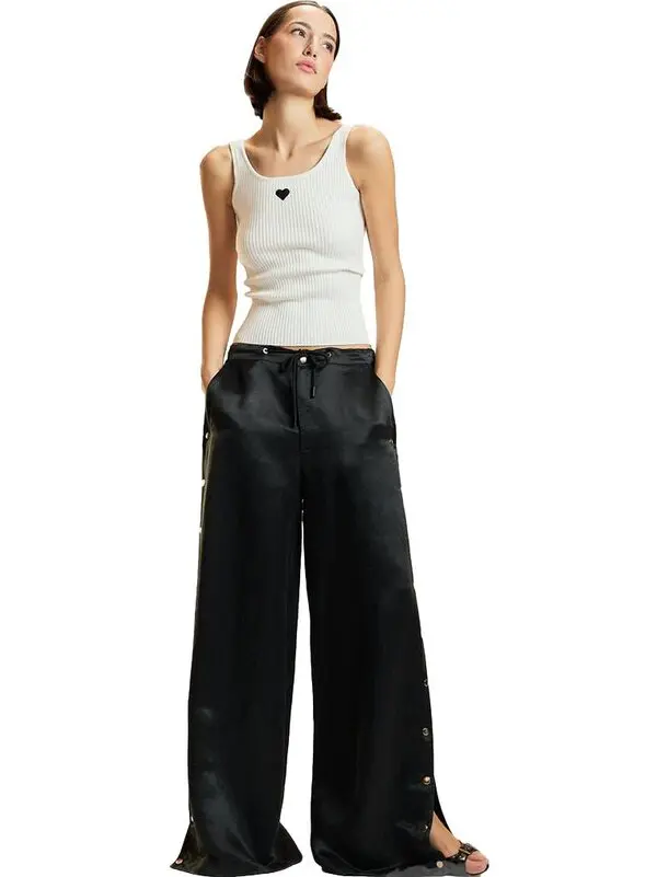 Cynthia Rowley Wide Leg Snap Pants - Black