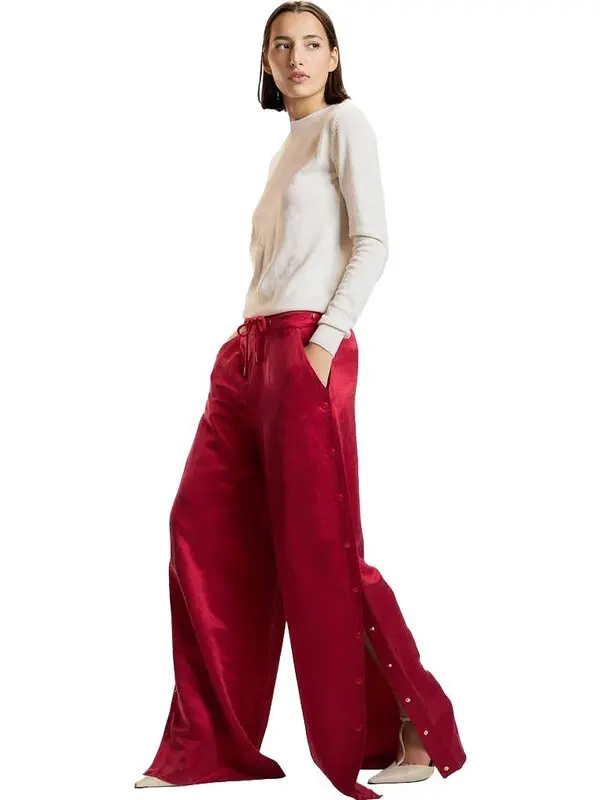 Cynthia Rowley Wide Leg Snap Pants - Red