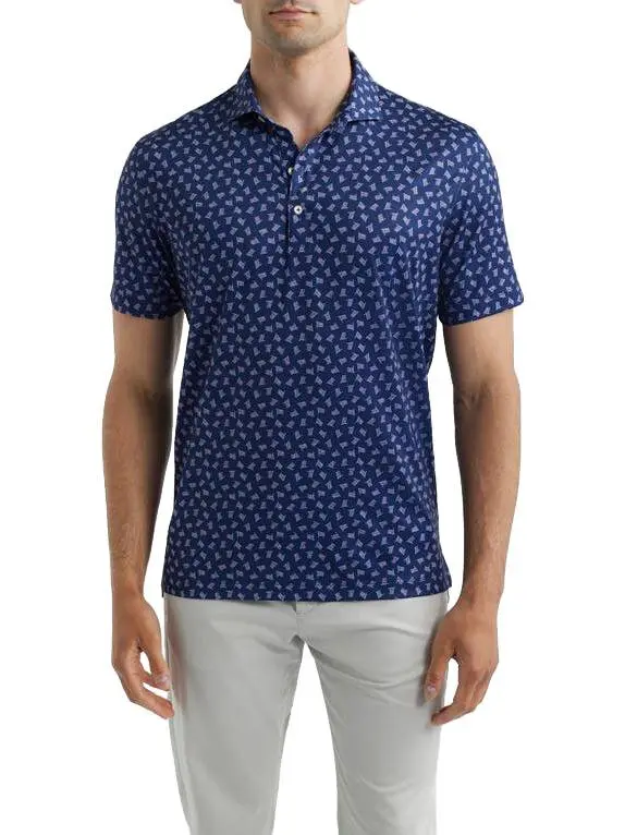 Johnnie-o Usa Flag Print Performance Jersey Polo - Navy