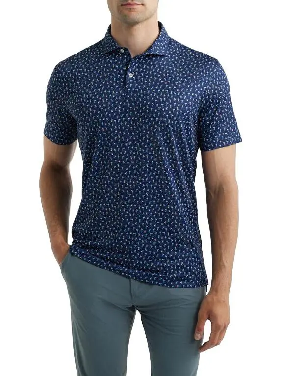 Johnnie-o Pop Tails Cocktail Print Performance Jersey Polo - Navy