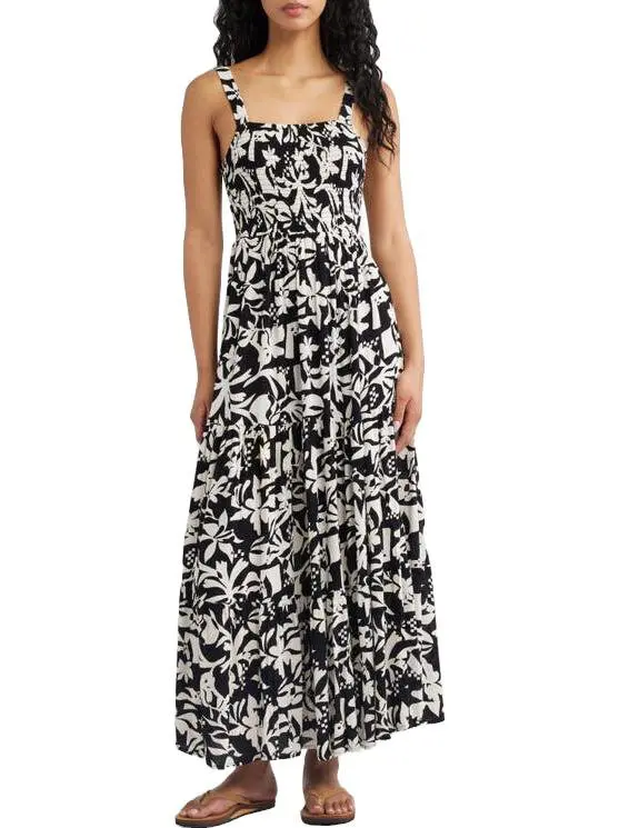Rip Curl Topanga Canyon Print Sleeveless Maxi Dress - Bone/black