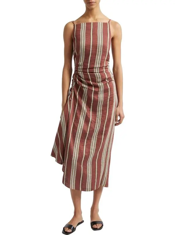 A.L.C. Naomi Stripe Linen Blend Midi Dress - Brunette Multi
