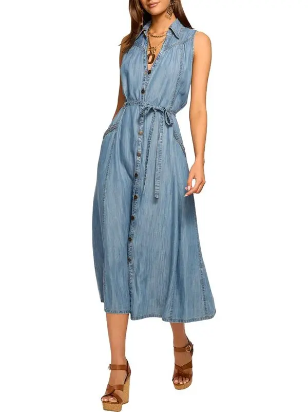 Ramy Brook Sleeveless Chambray Shirtdress - Light Chambray