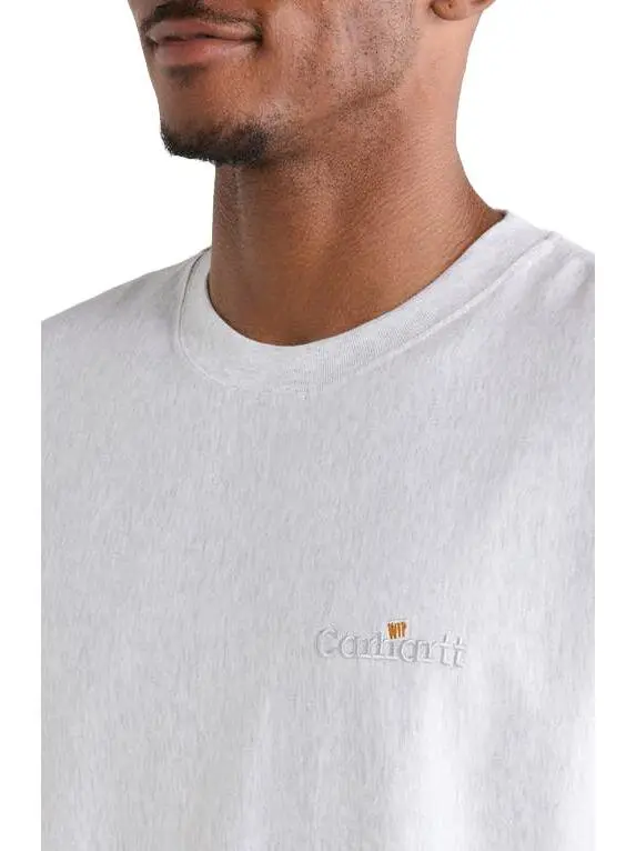 Carhartt Work In Progress Wip Label Embroidered Oversize Organic Cotton T-shirt - Ash Heather