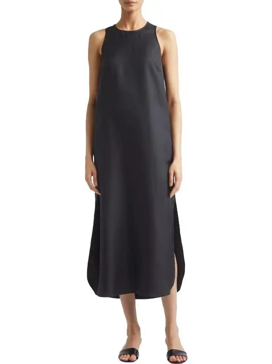 Loulou De Saison Paloma Twist Detail Silk Twill Dress - Black
