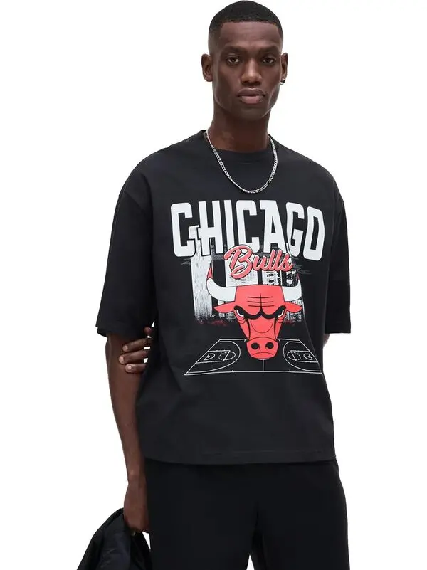 H&m Oversized Fit Printed T-shirt - Black/nba