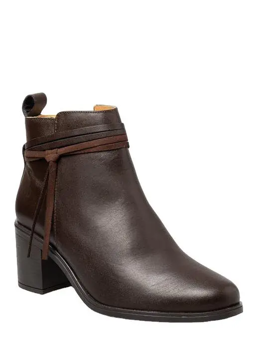MANELA Aleck Block Heel Side Zip Ankle Bootie - Brown