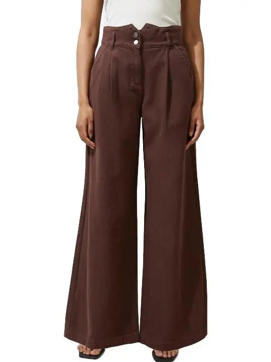 Karen Millen Wide Leg Denim Jeans - Chocolate